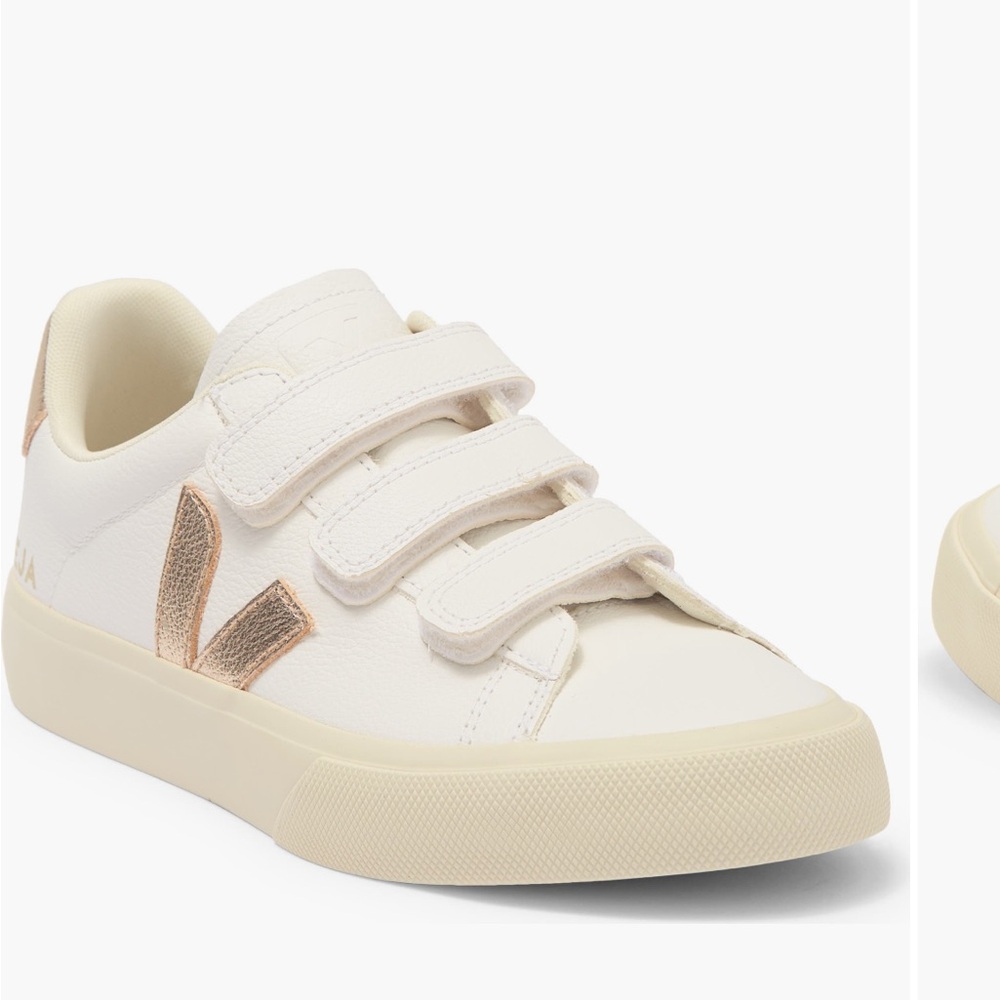 Veja Recife Velcro White Sneakers Bronze Metallic Siz… - Gem